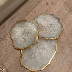 White Agate Stone Crystal Coasters, Stone Coasters in the UK, White ...