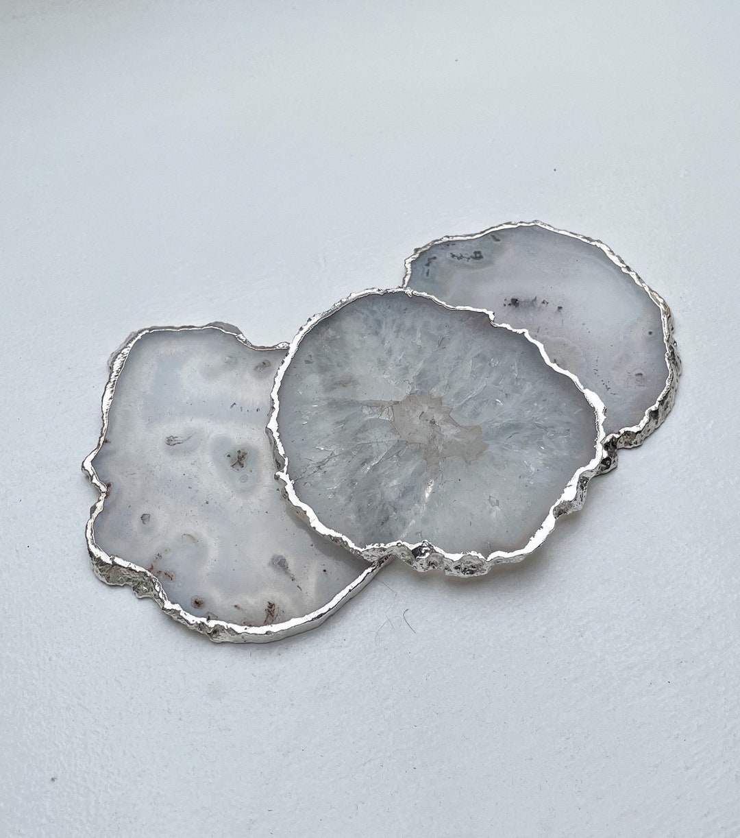 White Agate Stone Crystal Coasters,almost PERFECT Stone Coasters in the ...