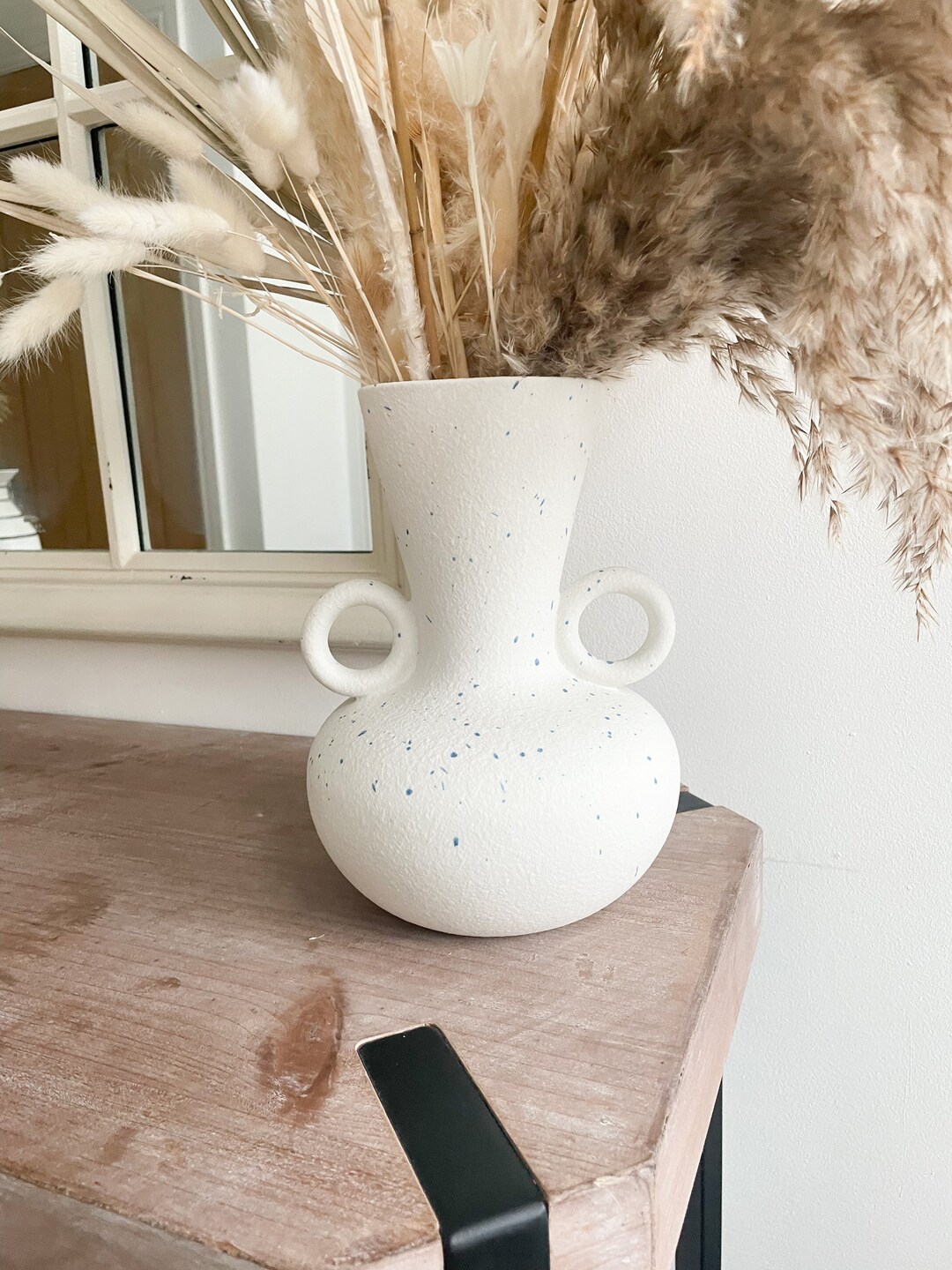 Ceramic Jug Vase With Handle Large Jug Vase in White and - Etsy UK
