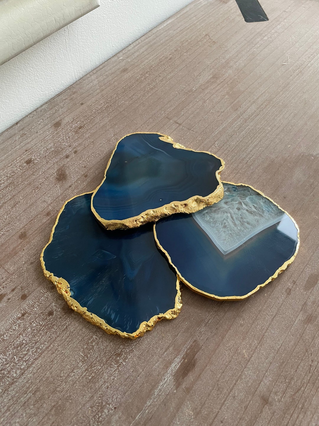 Blue Agate Stone Crystal Coasters, Stone Coasters in the UK, Blue ...