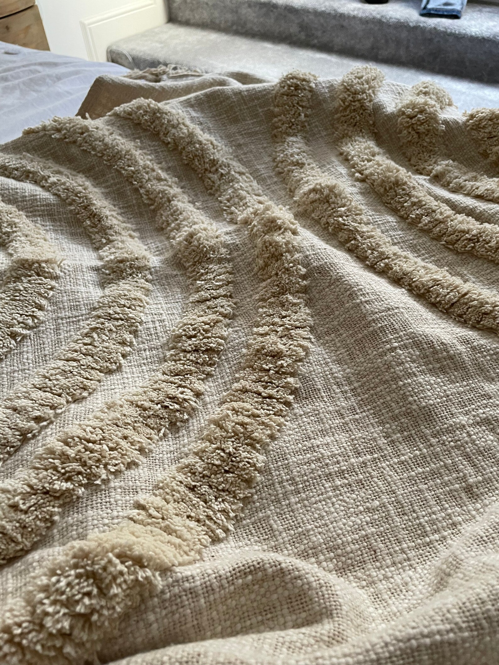 Beige Boho Tufted Throw Blanket in the UK Beige Cotton Throw - Etsy