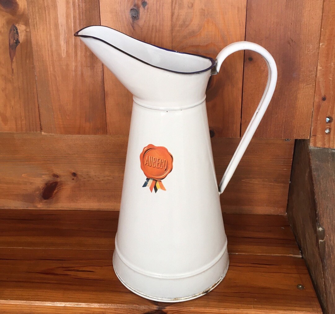 French Vintage Enamelware Pitcher - Etsy