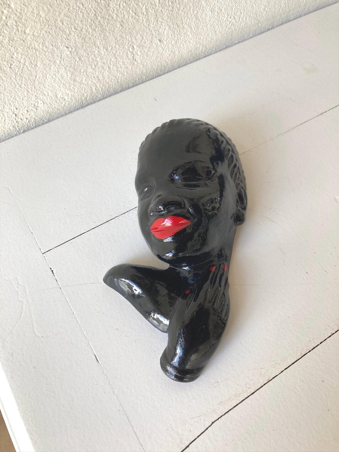Retro Mid Century Chalk Ware Face Plaque Wall Hanging - Etsy