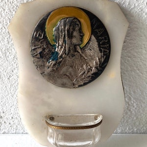 Art Deco Holy Water Font on Marble Ave Maria French Benitier - Etsy