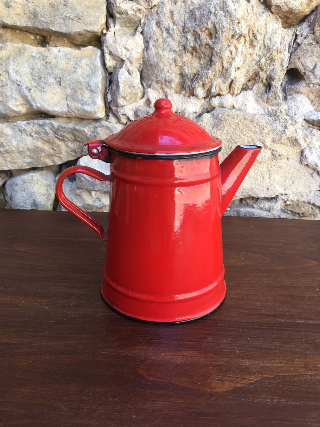 Red Vintage Enamelware Tea or Coffee Pot - Etsy
