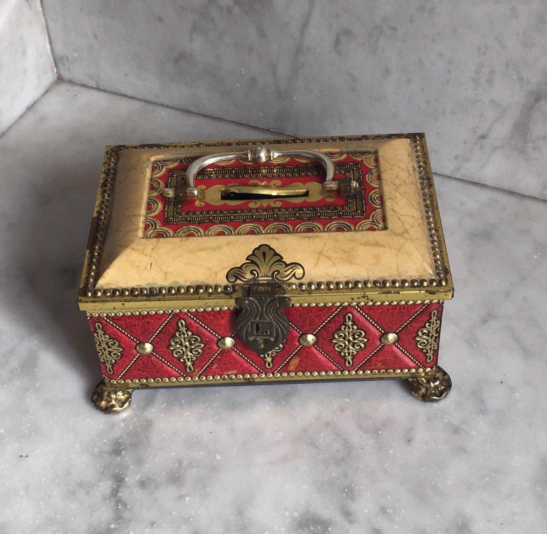 French Vintage Tin Money Box - Etsy