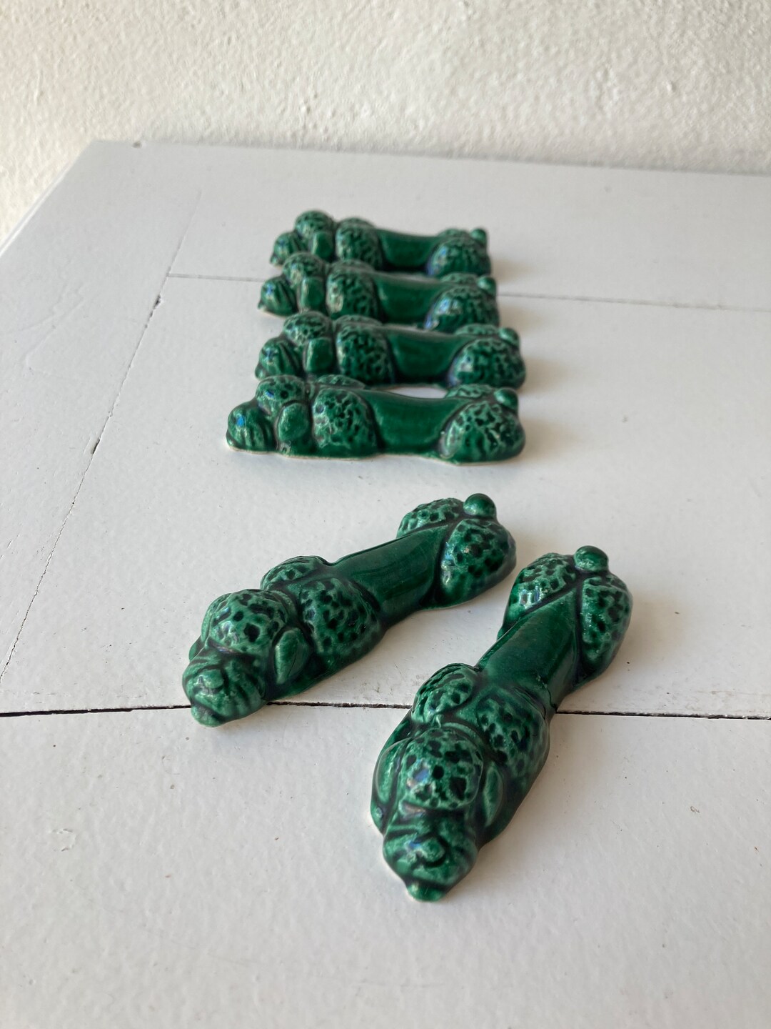 French Vintage Ceramic Knife Rest Green Poodles - Etsy