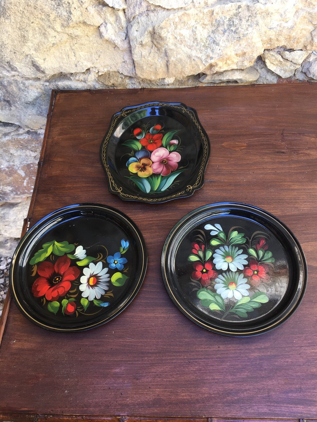Vintage Russian Toleware Cocktail Trays - Etsy