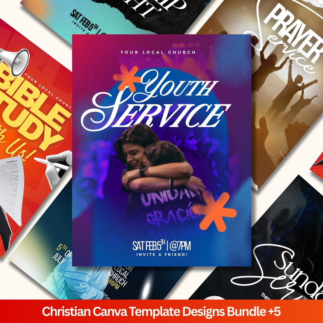 Christian Canva Flyer Template Bundle: Editable Church Designs (digital ...