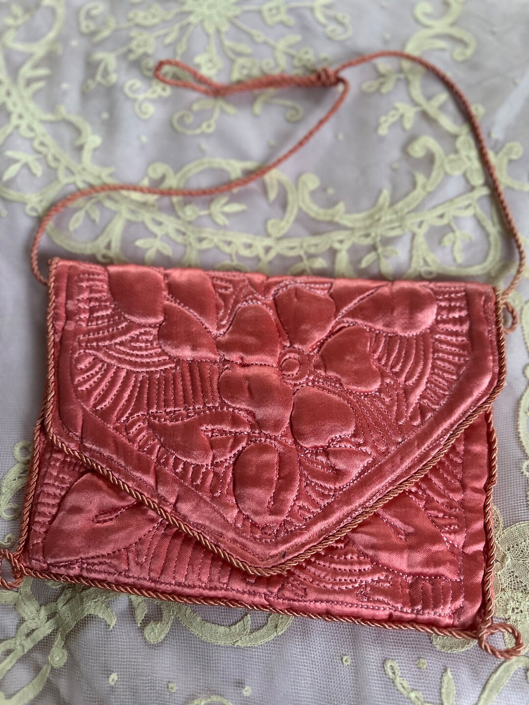 Vintage 1930's Stocking Bag Vintage Satin Lingerie Bag Vintage Pink ...