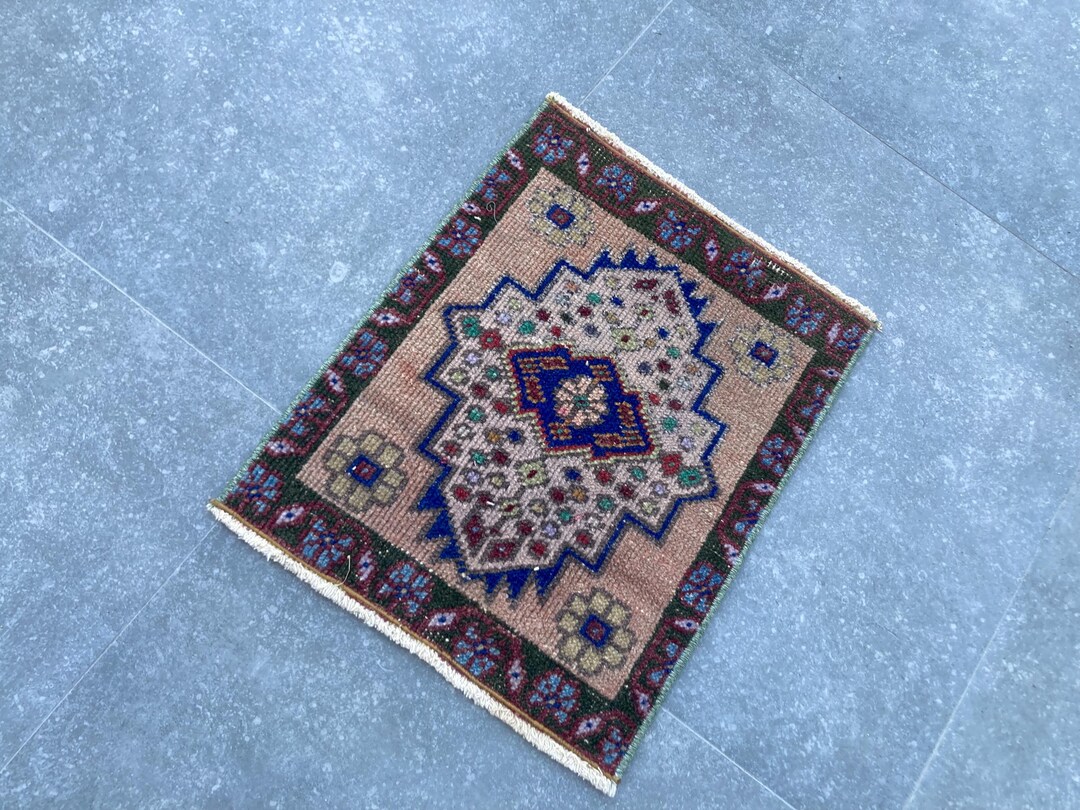 2x2 Square Rug, Turkish Small Rug, Door Mat Rug, Vintage Rug, Bohemian ...