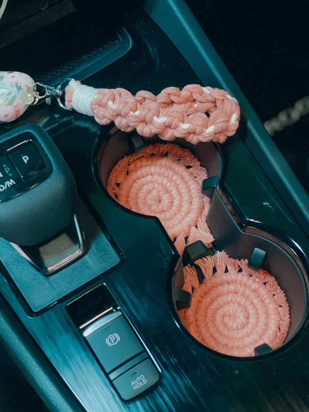 Macrame Car Coaster Keychain Set // Handmade Coaster // Handmade ...