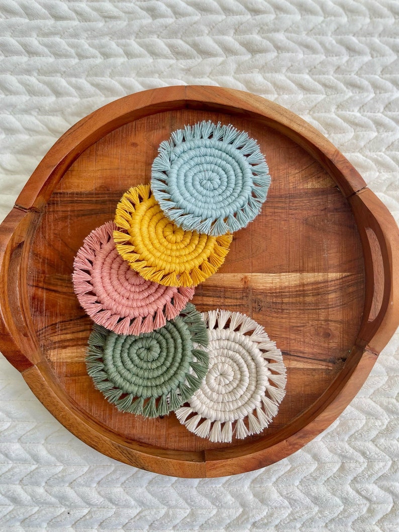 Macrame Coaster // Handmade Coaster // Boho Home Decor - Etsy