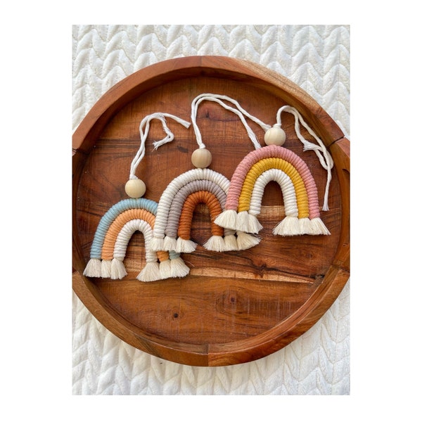 Rainbow Macrame Car Charm - Etsy