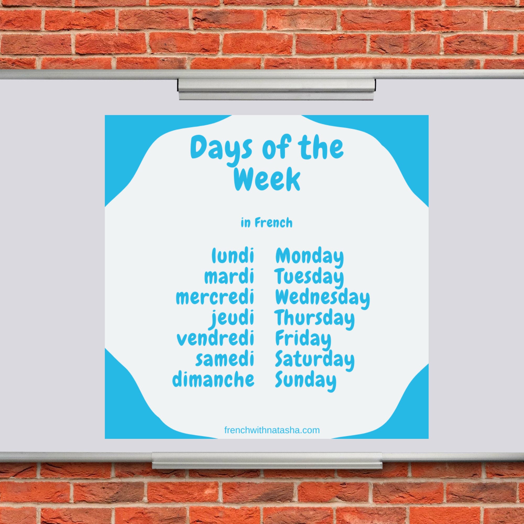 French Days of the Week Digital Visual Card, Printable File, Instant ...