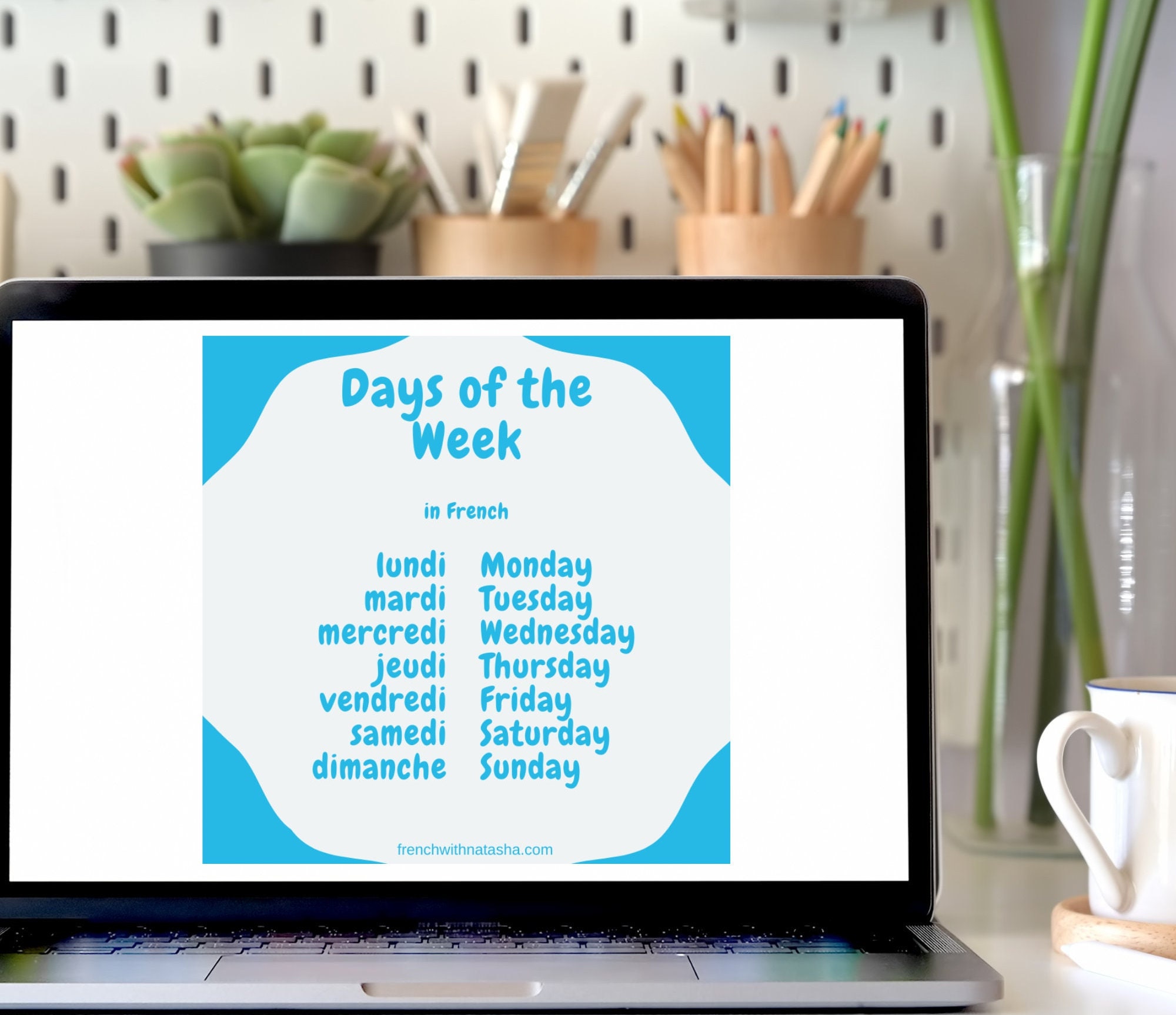 French Days of the Week Digital Visual Card, Printable File, Instant ...