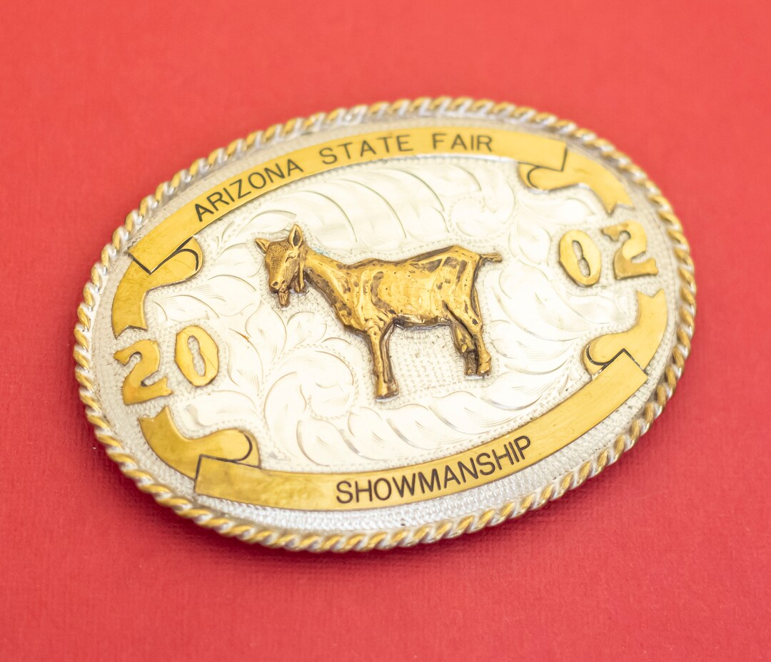 Vintage Arizona State Fair Showmanship Goat Nickel Silver Belt Buckle ...