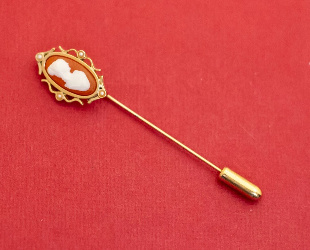 Vintage Lady Cameo Oval Gold Tone Stick Pin By Avon F2 Etsy