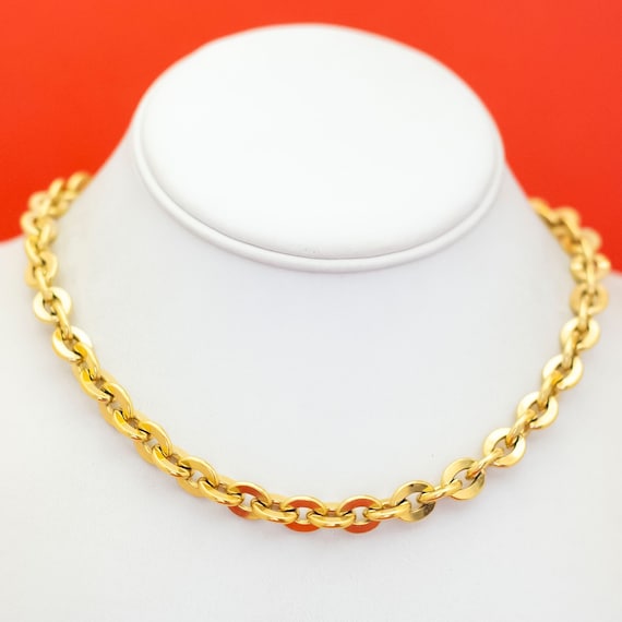 24 inch, Vintage Gold Tone Brutalist Fierce Chain Nec… - Gem