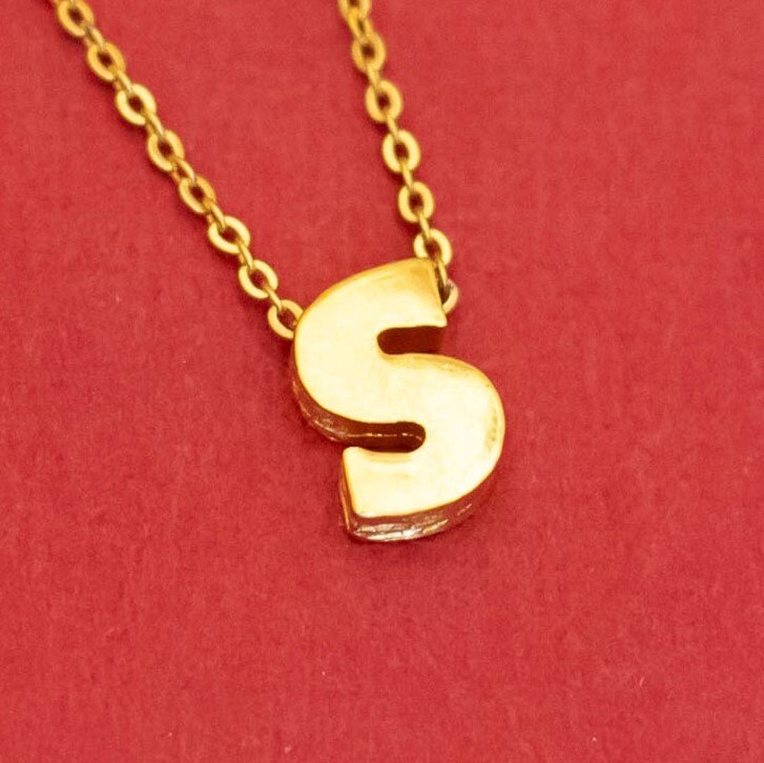 18 Inch, Vintage Gold Tone Letter S Chain Link Necklace by Avon - F41 ...