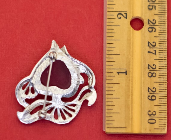 Vintage Abstract Angel Fish Love Heart Brooch - F34 - Gem