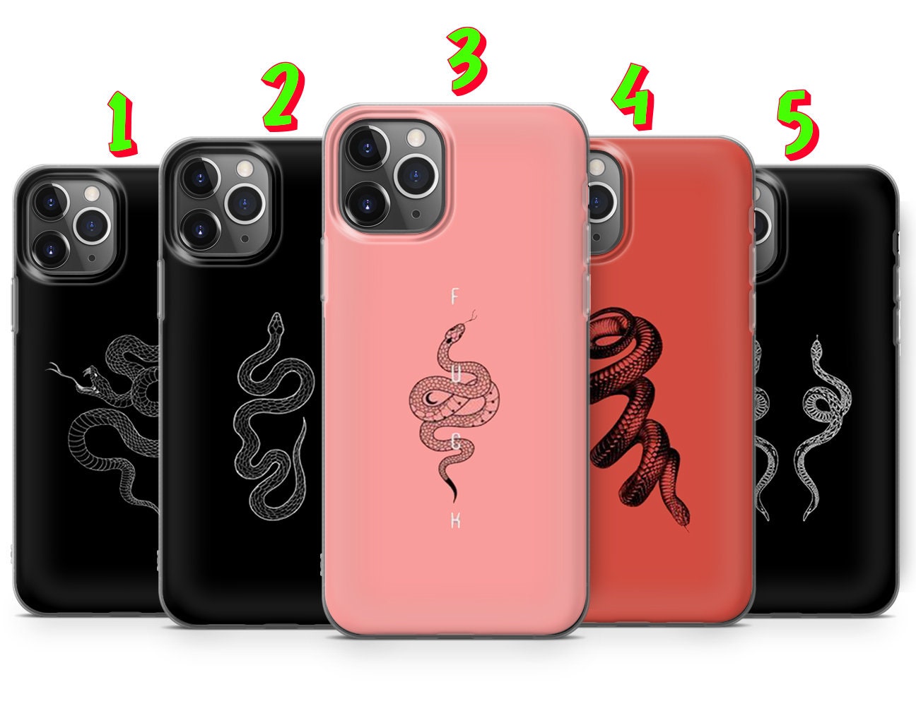 Snakes Phone Case Cover Fit for iPhone 12, 8, XS, XR, 11 Pro, Samsung ...