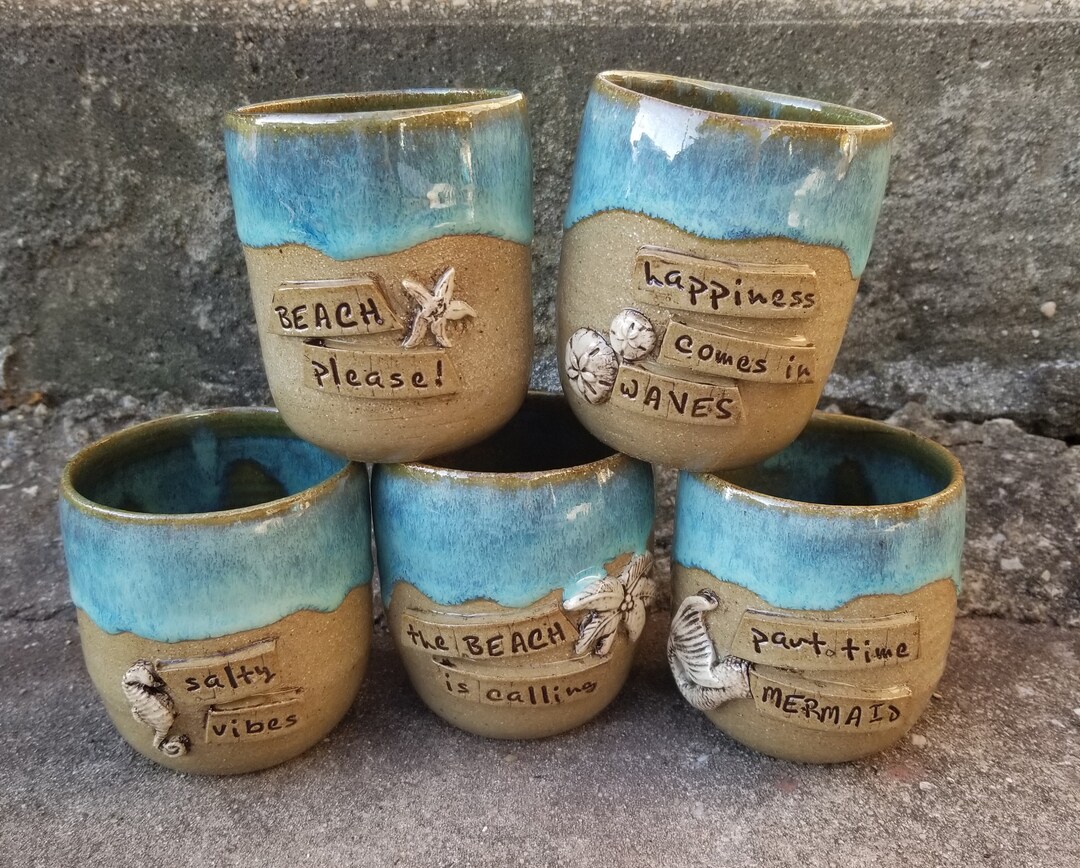 Made to Order: Set of 5 Whiskey/rum Cups With Beach Sayings - Etsy