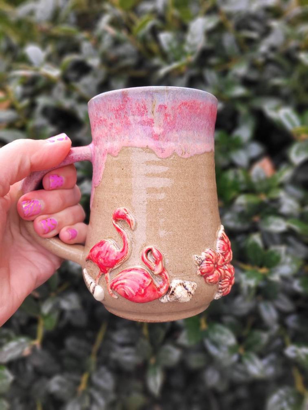 Made to Order: Flamingo Mug With Shells - Etsy