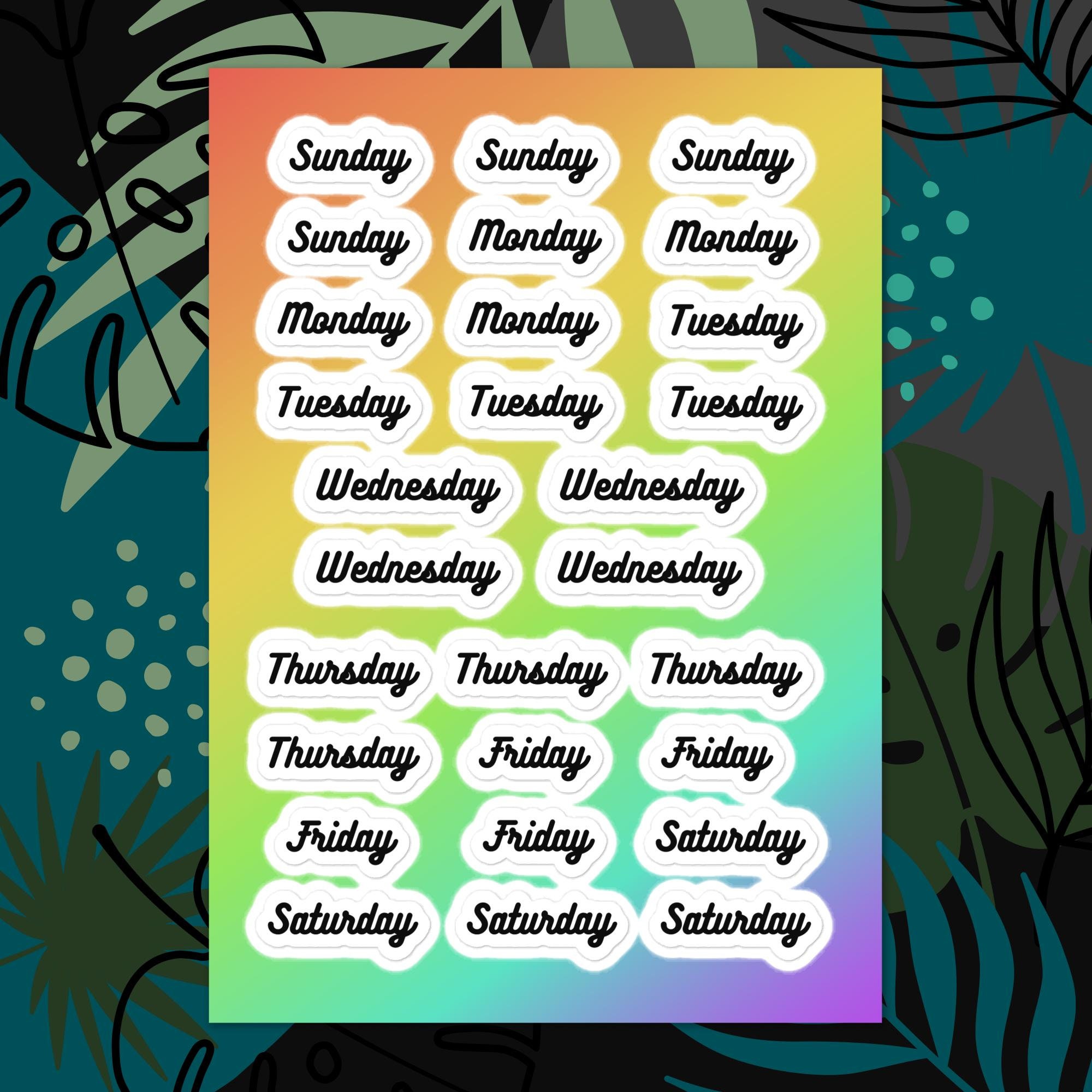 Days of the Week Sticker Sheet - Etsy