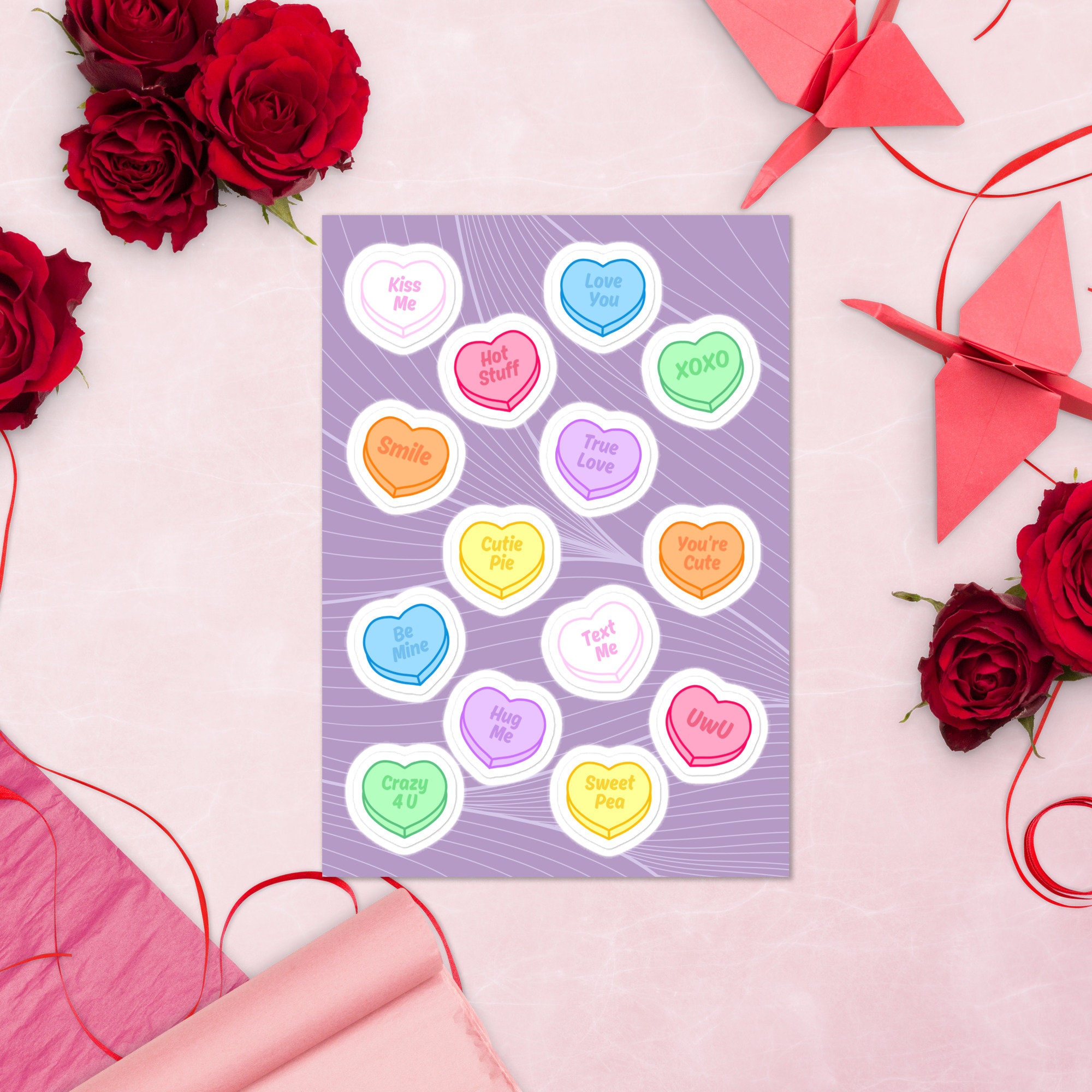 Candy Heart Sticker Sheet - Etsy