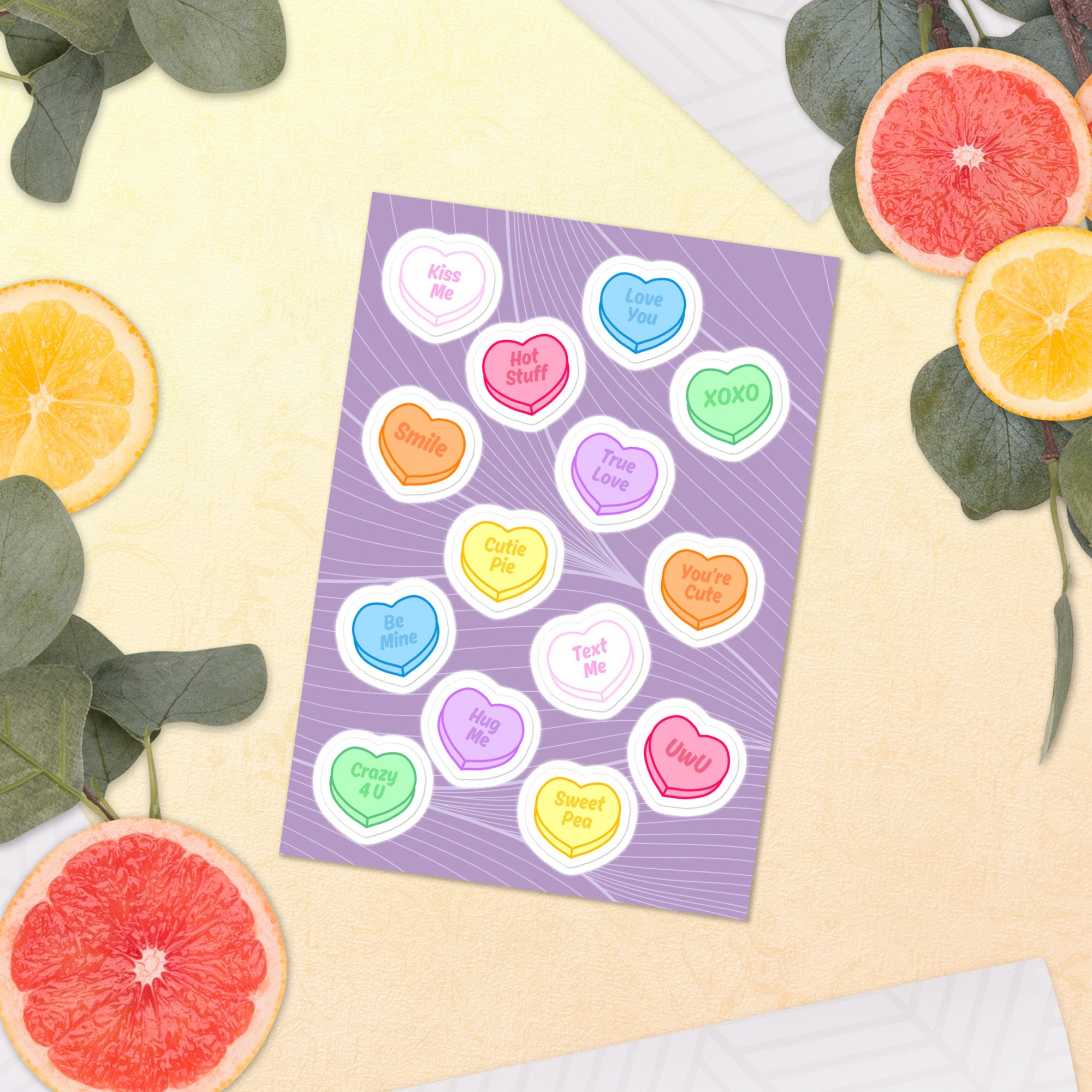 Candy Heart Sticker Sheet - Etsy