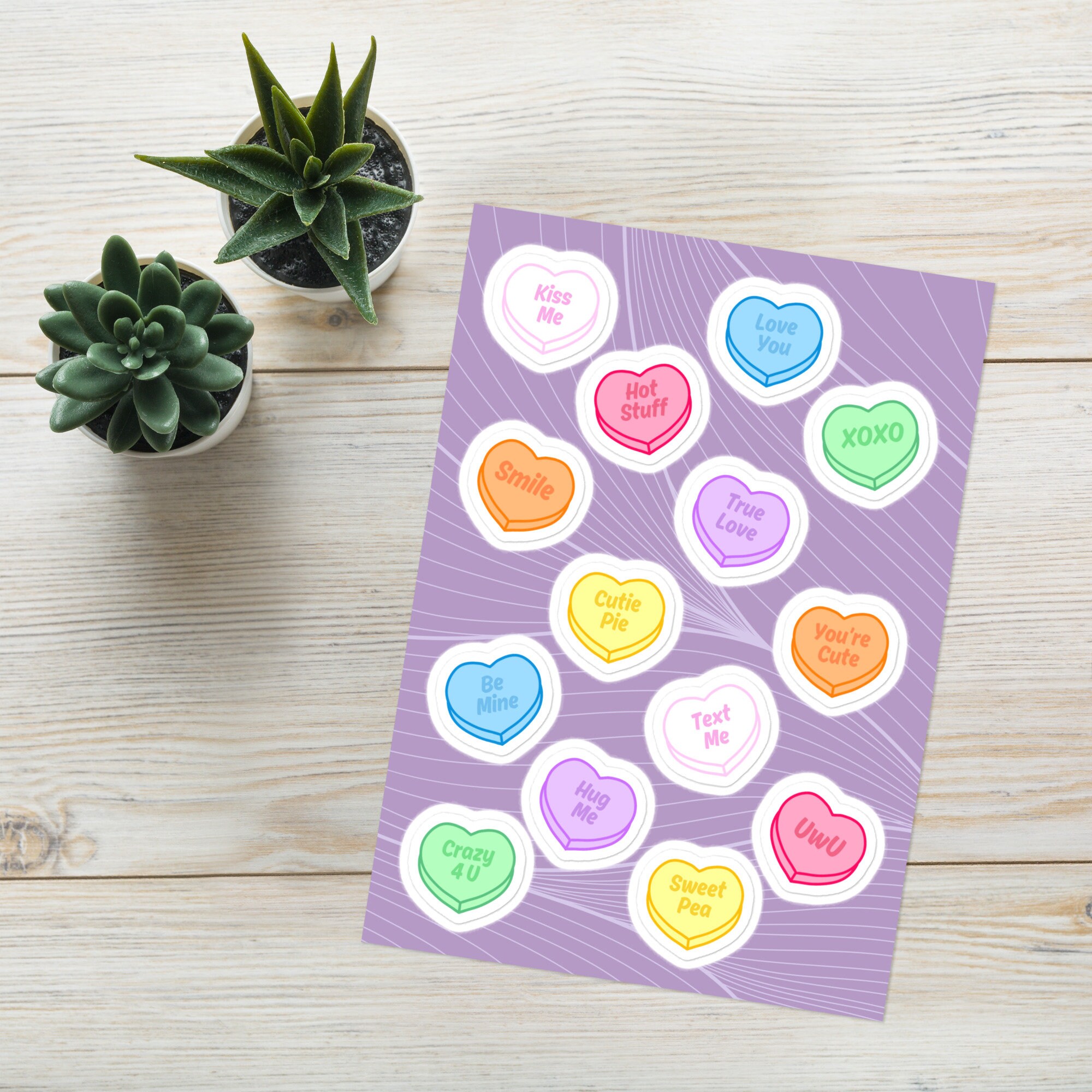 Candy Heart Sticker Sheet - Etsy