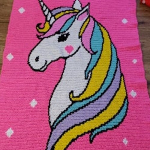 Unicorn C2C Graphgan Crochet Pattern Unicorn Graphghan - Etsy