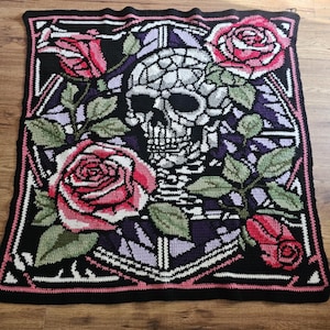Stained Glass Skull Crochet Graphghan Pattern - Etsy