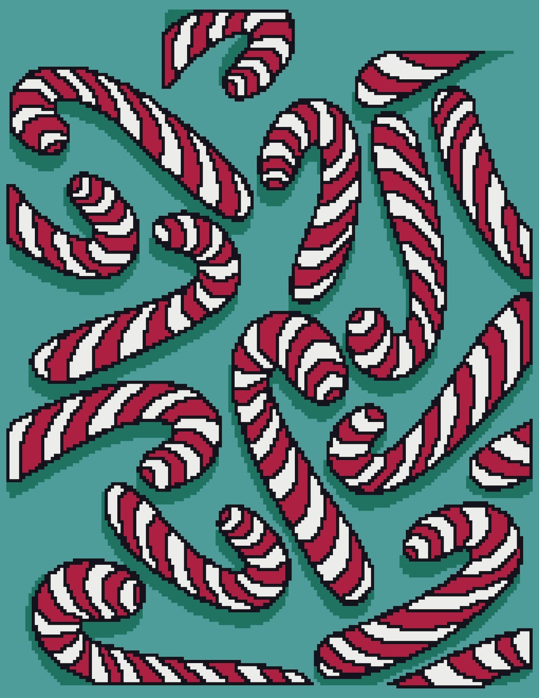 Candy Cane Scatter Graphghan Crochet Pattern - Etsy