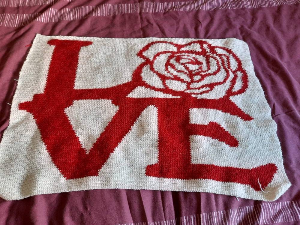 Love Rose Throw Graphghan Pattern-valentines Day Pattern - Etsy
