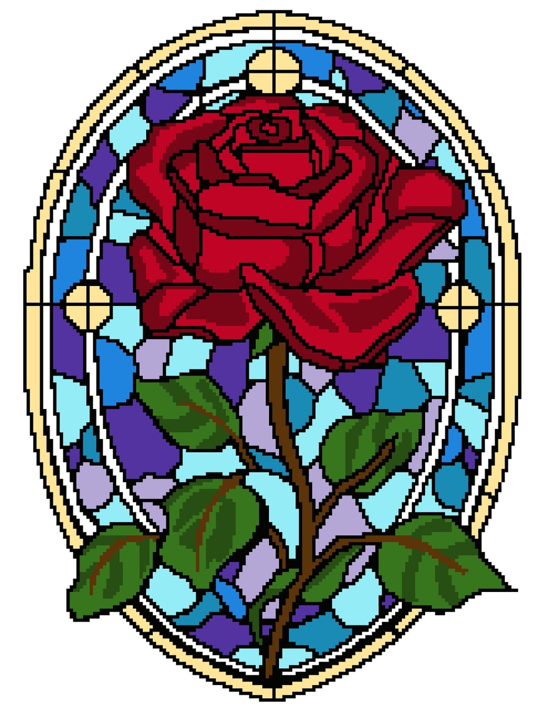 Stained Glass Rose Crochet Graphghan Pattern - Etsy