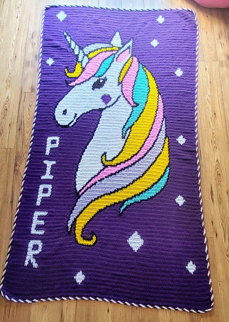 Custom Twin Size Unicorn Beauty Graphghan Pattern - Etsy