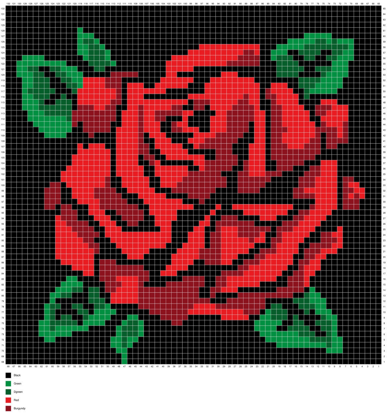 Red Rose C2C Graphghan Pattern - Etsy