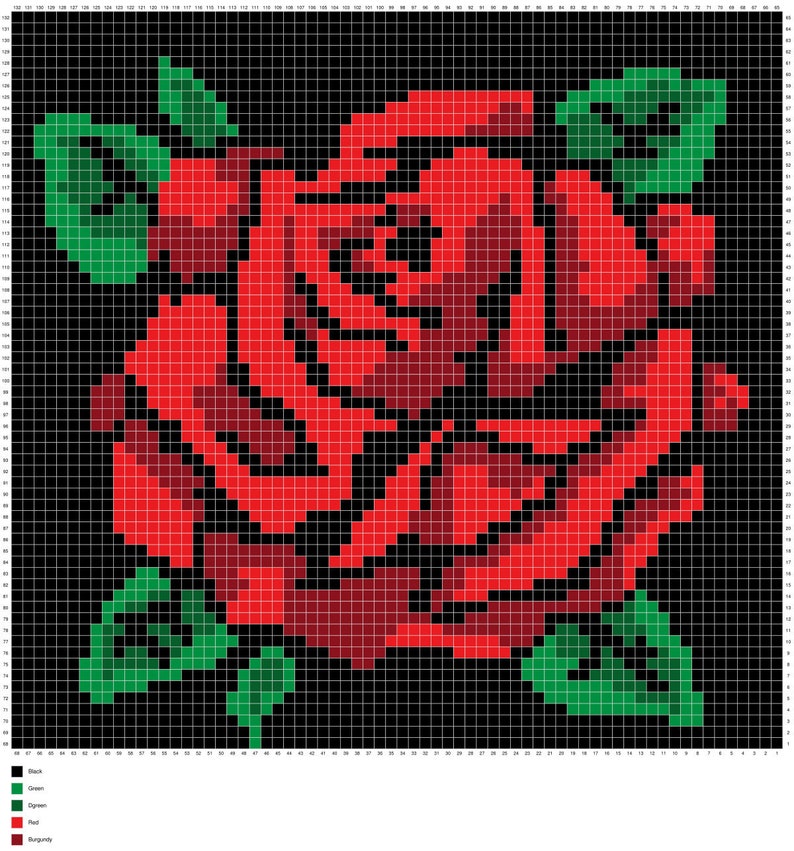 Red Rose C2C Graphghan Pattern - Etsy