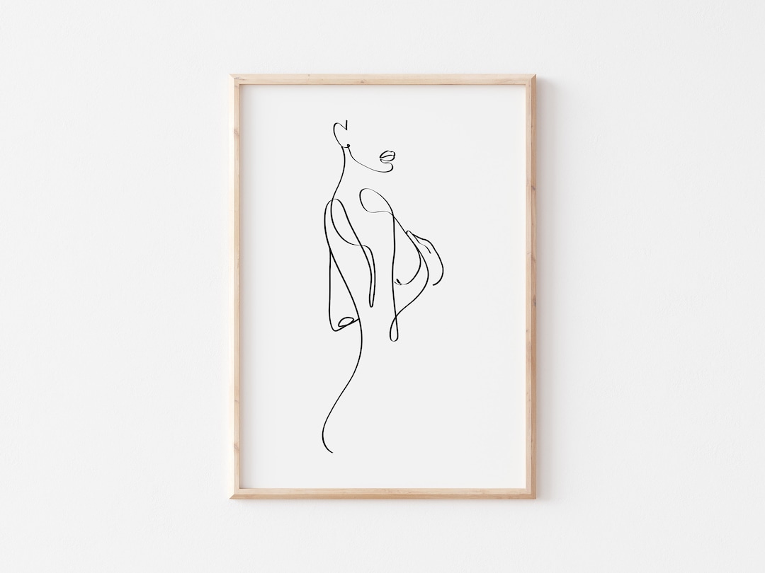 Boho Body Line Art Print, Bohemian Wall Decor, Abstract Black and White ...
