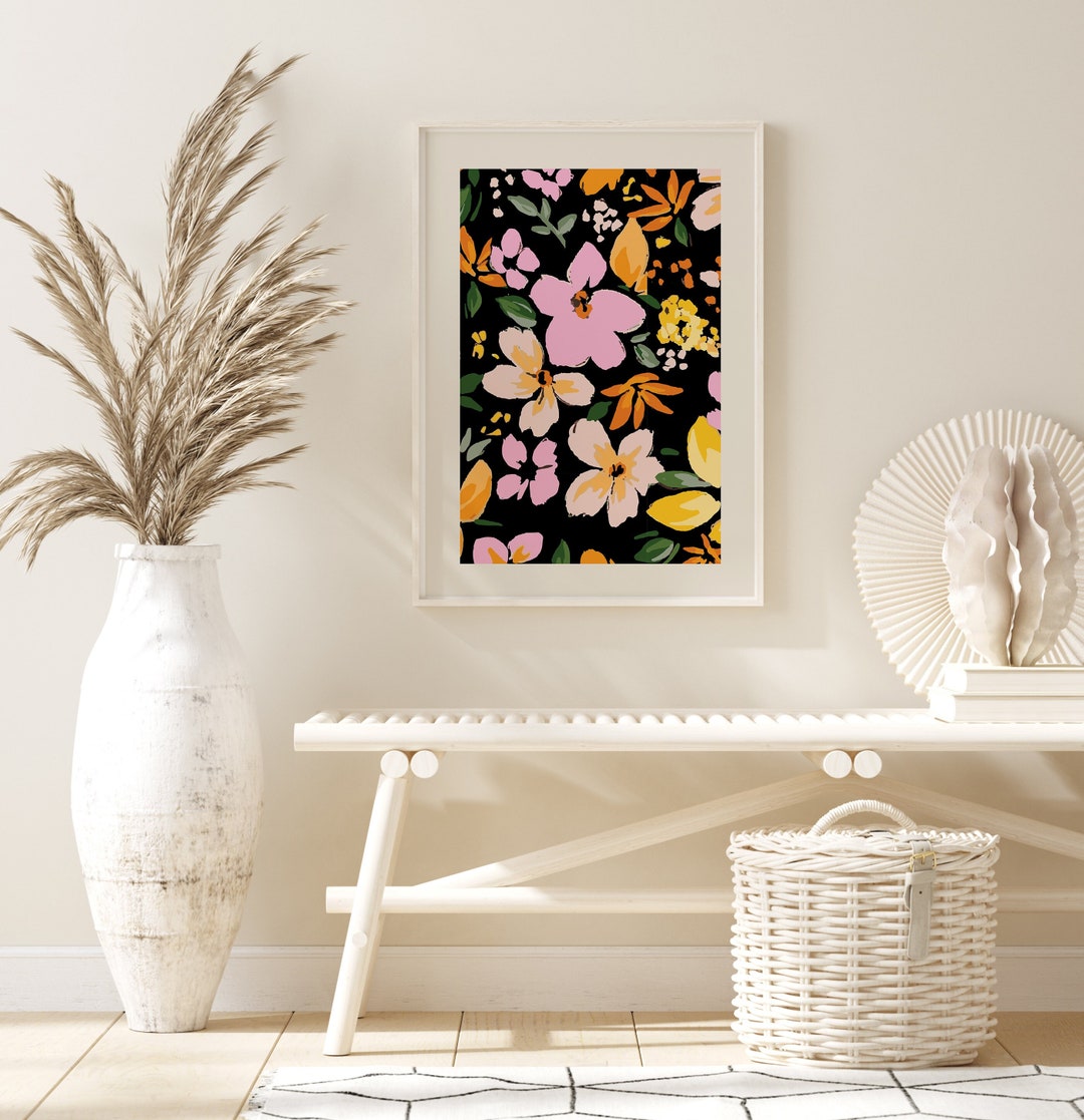 Pink Abstract Floral Abstract Art Print, Botanical Poster, Pretty ...