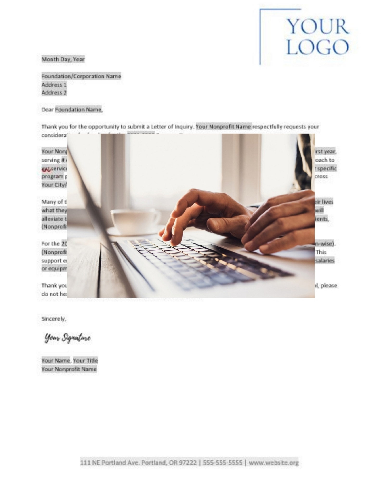 Letter of Interest LOI Template Grants Grant Proposal - Etsy