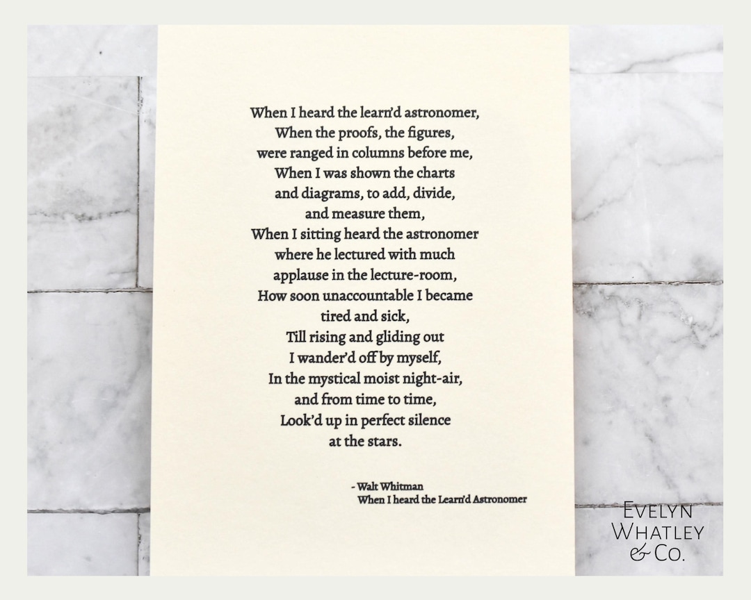 Walt Whitman Poem Print: Learn'd Astronomer, 5" X 7" (unframed) - Etsy
