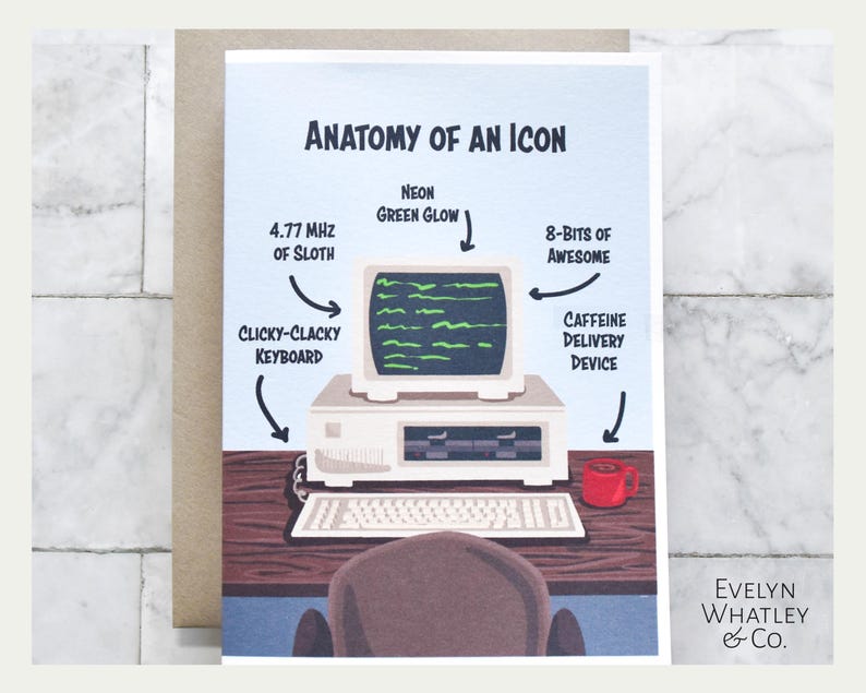 Retro Computer Birthday Card: 'anatomy of an Icon' - Etsy