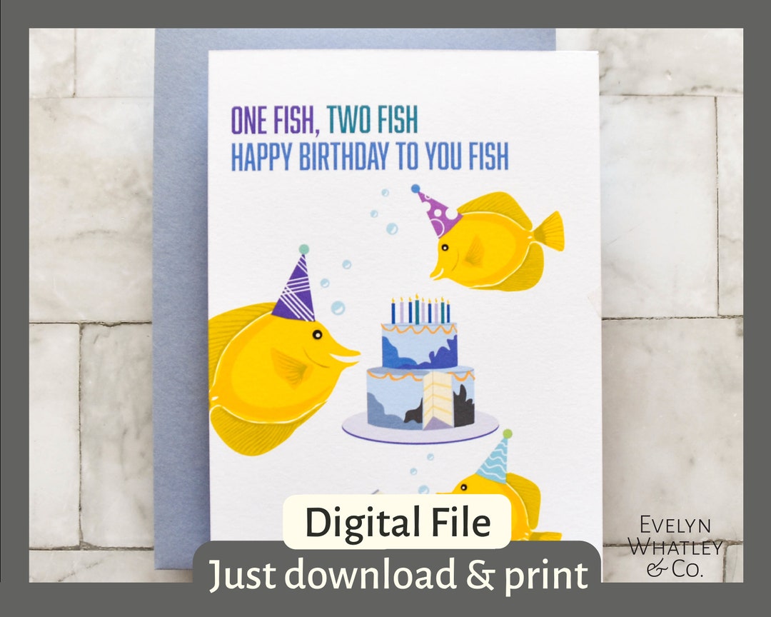 Digital Card - Happy Birthday to You Fish! Birthday Fish Card - Etsy