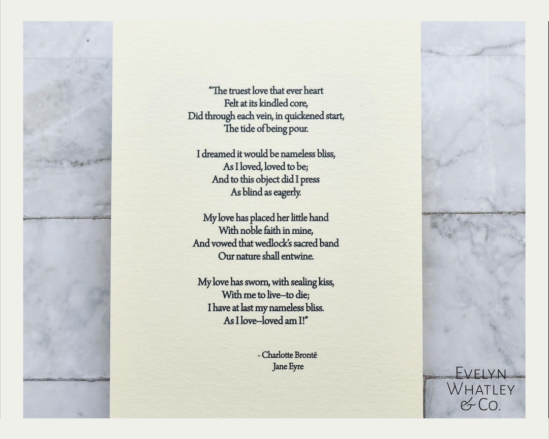 Jane Eyre Print: Charlotte Brontë Poem, Unframed (5" X 7") - Etsy