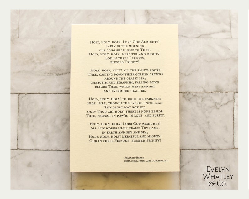 Hymn 'holy! Holy! Holy! Lord God Almighty!' - 5" X 7" Print Unframed - Etsy