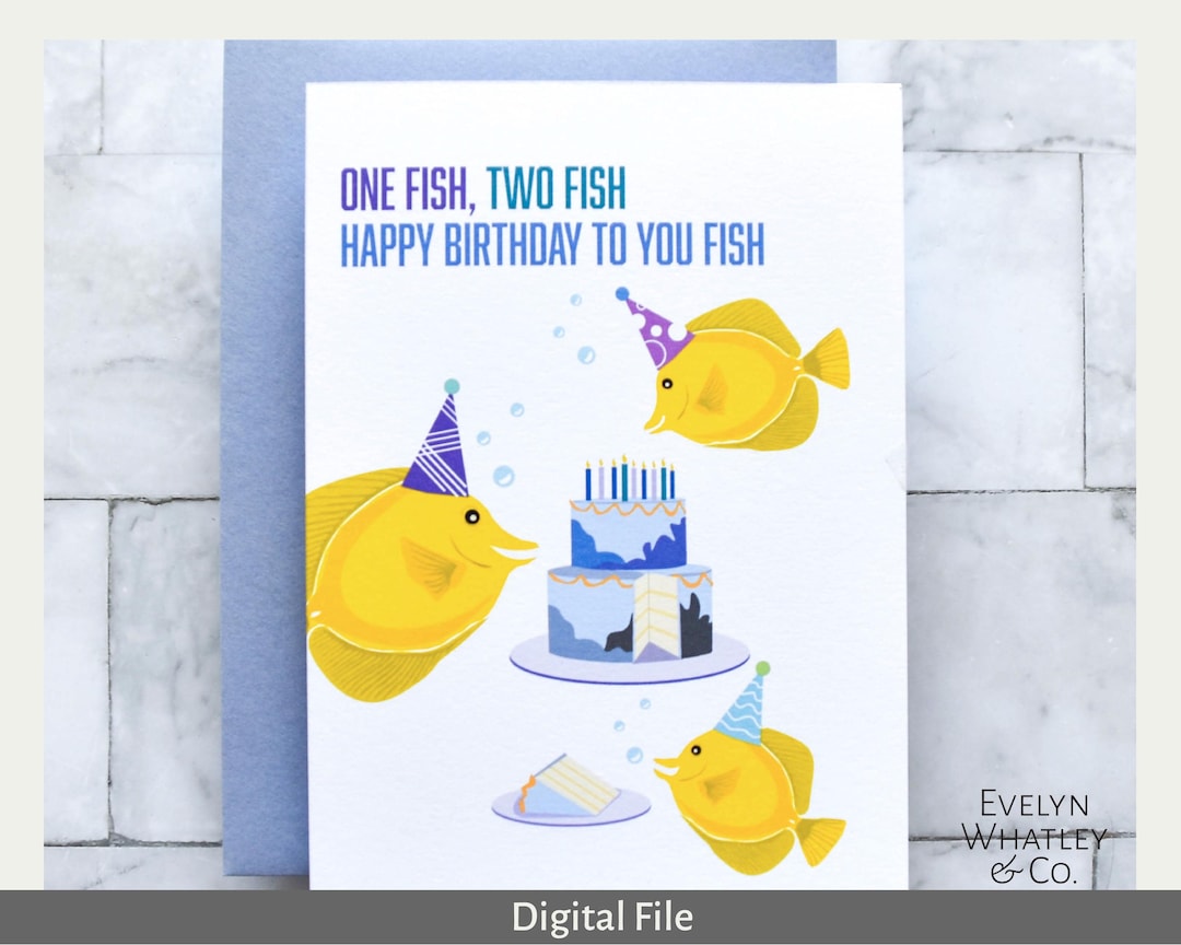 Digitale Karte - Happy Birthday to You Fish! Fisch Geburtstagskarte ...