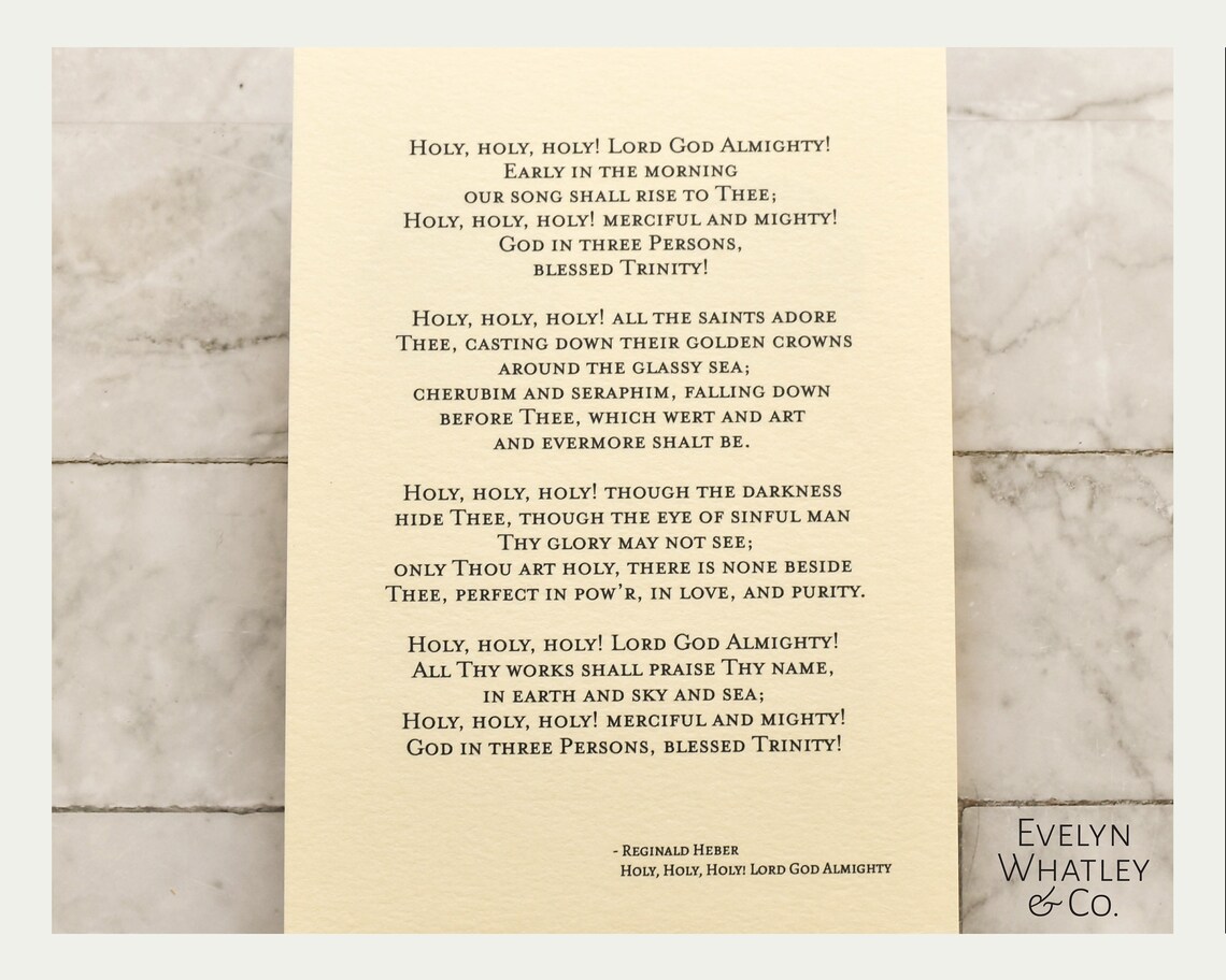 Hymn 'holy Holy Holy Lord God Almighty' 5 - Etsy Hymn 'holy Holy Holy Lord God Almighty' 5 - Etsy